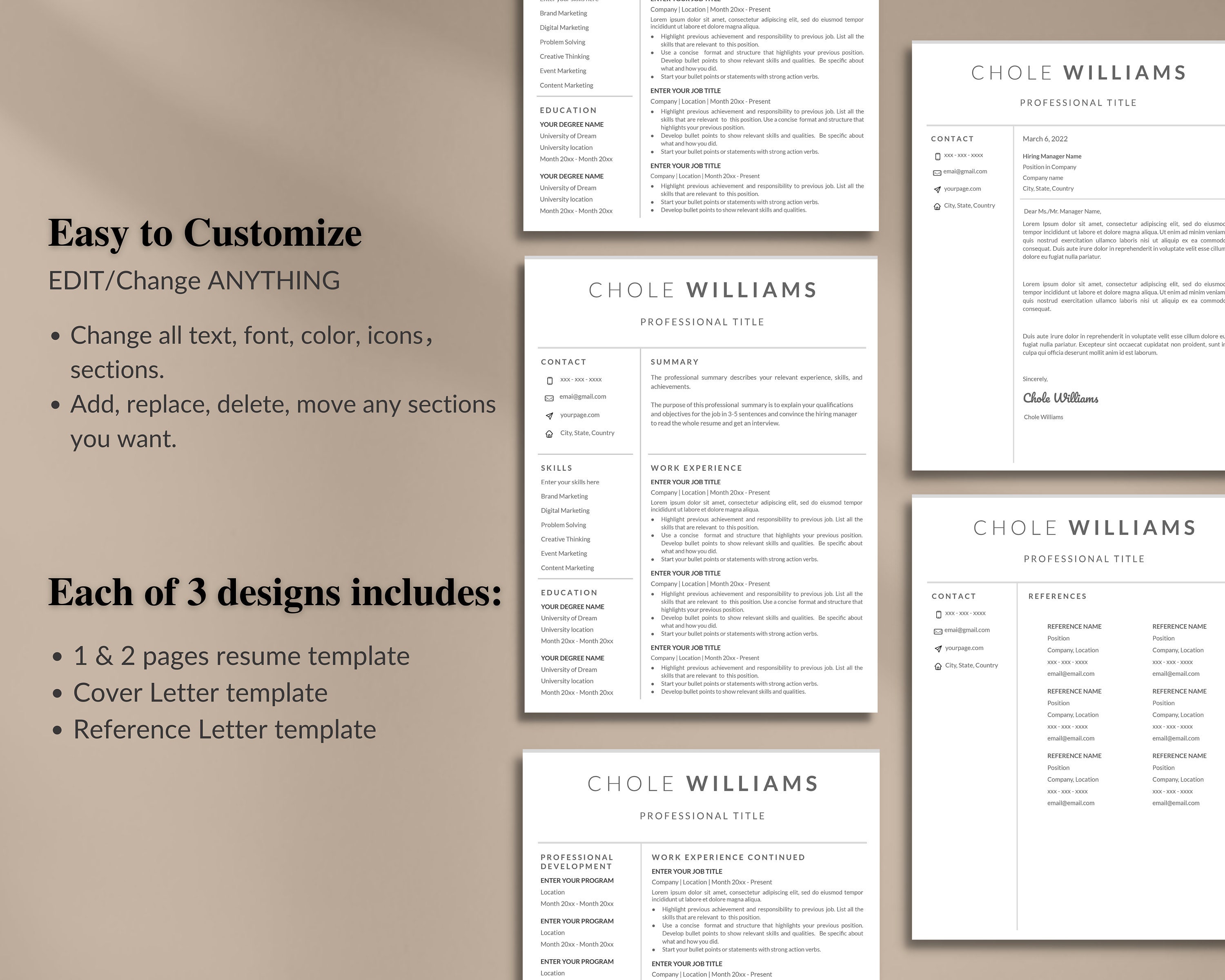 Resume Template Bundle, Google Docs Resume, Cv Template Modern ...