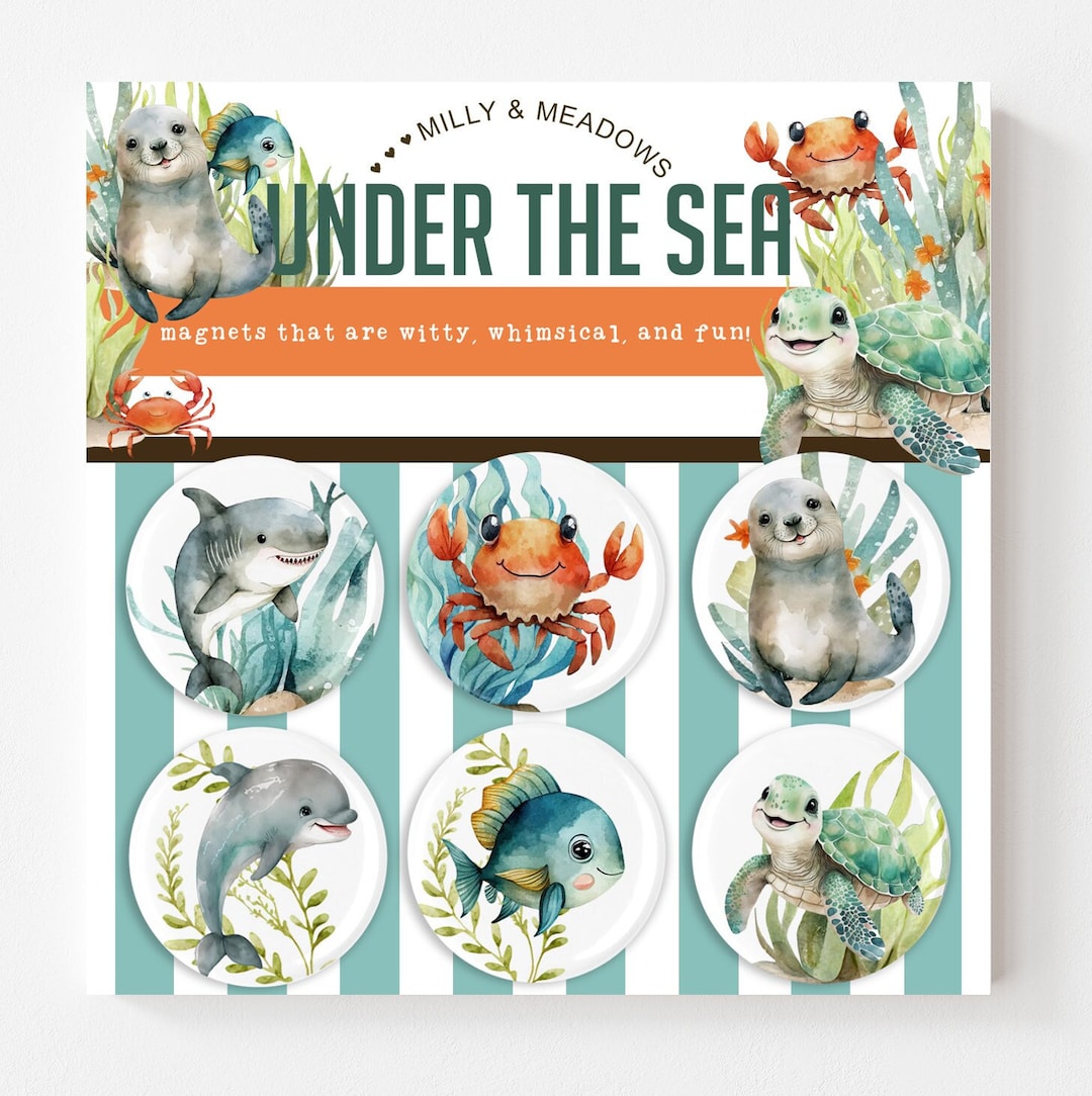 Under the Sea Gift Magnets, Ocean Magnet Set, Beach Home Decor, Coastal ...