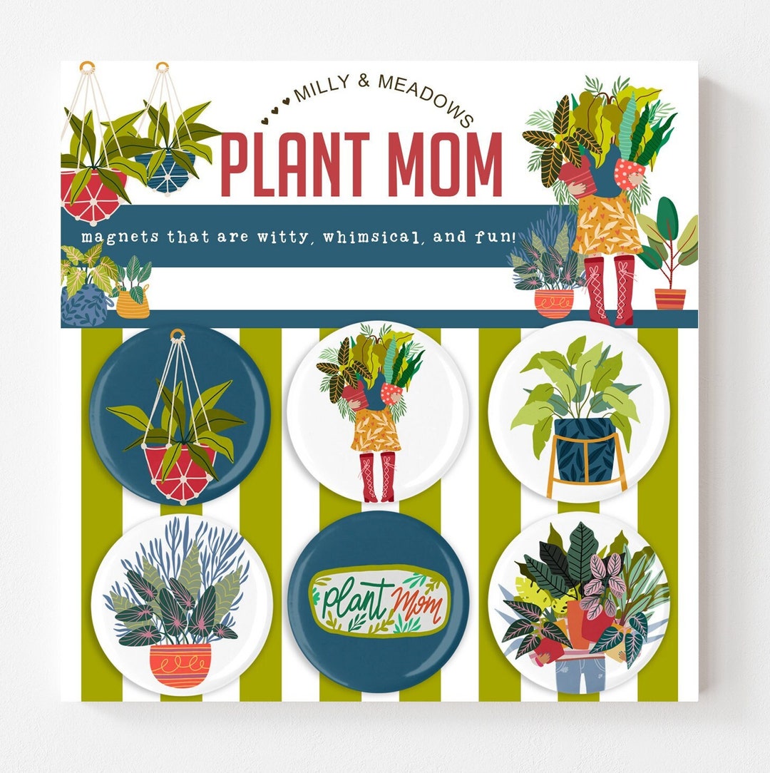 Plant Mom Magnets, Houseplant Magnet Set, Plant Lover Magnets, House ...
