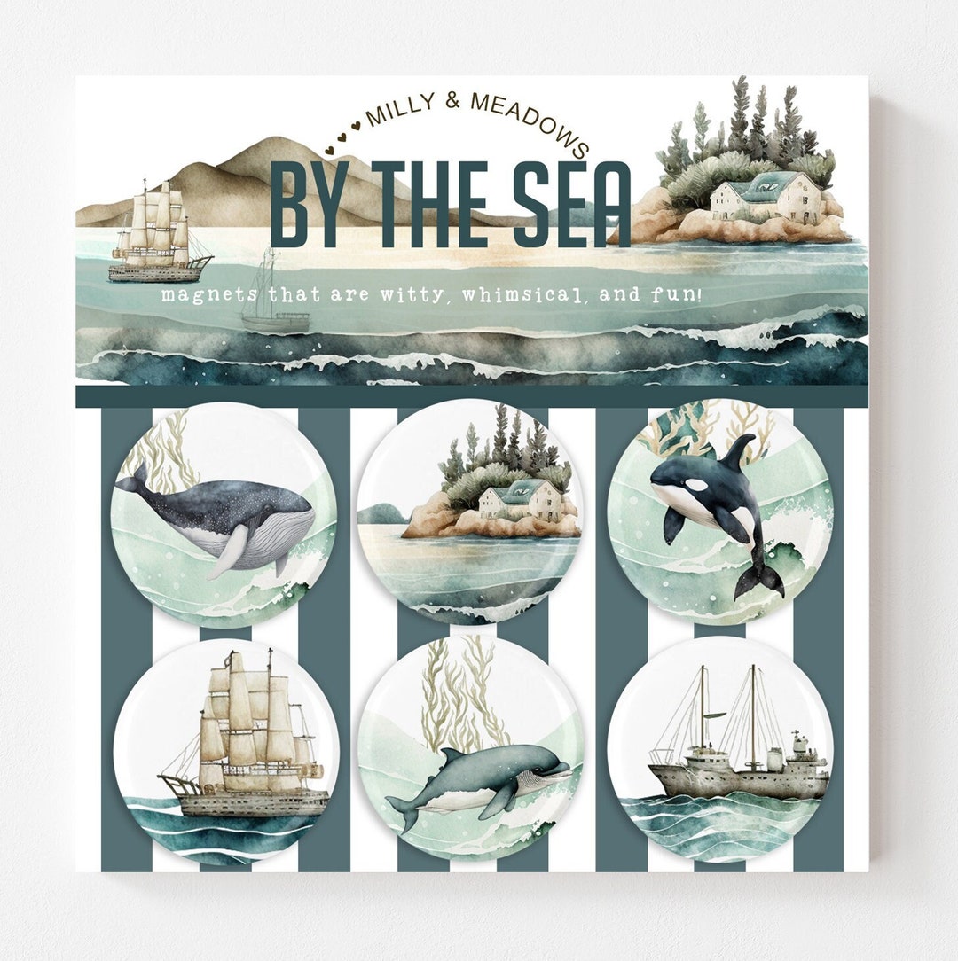 By the Sea Gift Magnets, Ocean Magnet Set, Beach Home Decor, Coastal ...