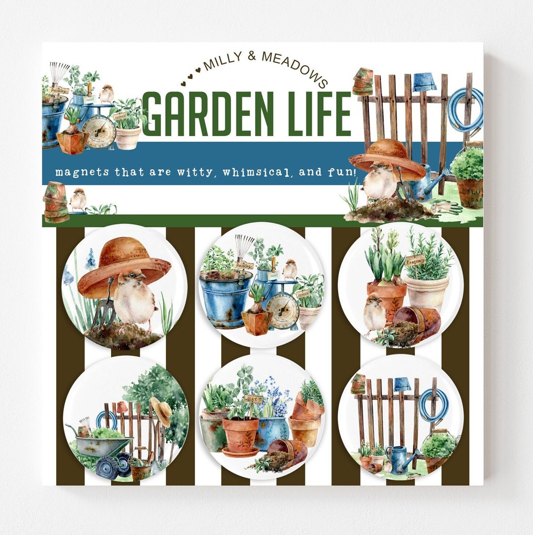 Garden Life Magnets, Garden Magnet Set, Plant Lover Magnets, Bird ...