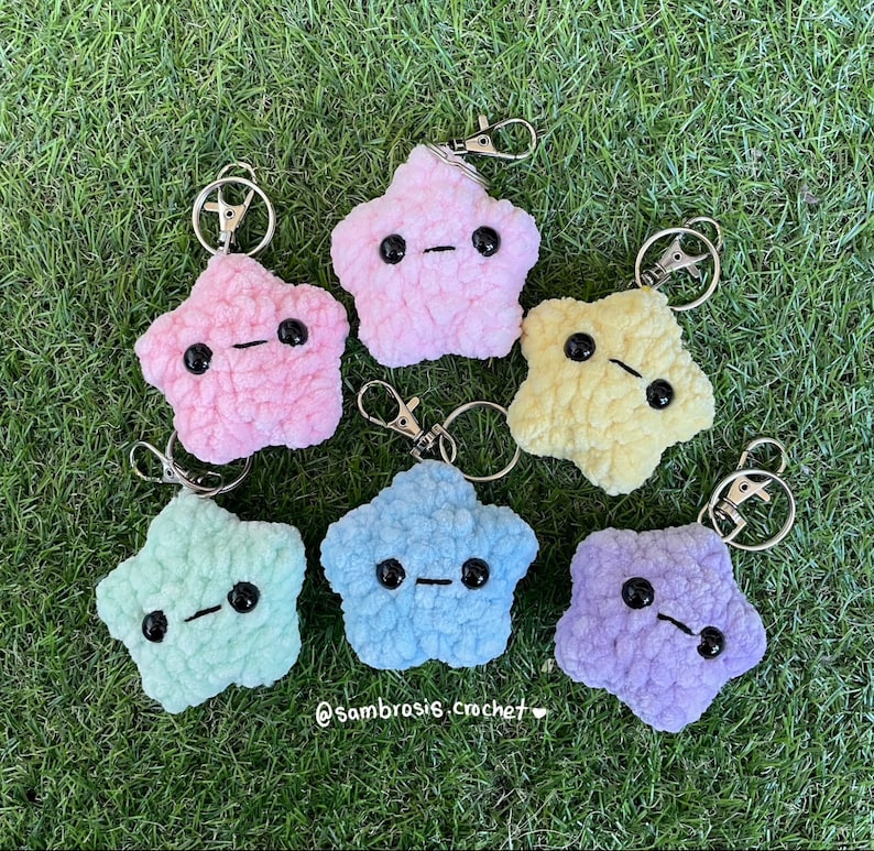 Crochet Star Keychain: Handmade Plushie Decoration - Etsy