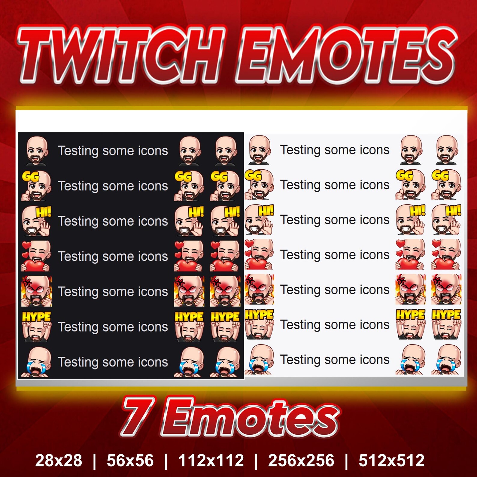 Bald Man With Beard Twitch Emotes for Streaming Tik Tok Emotes, Discord ...