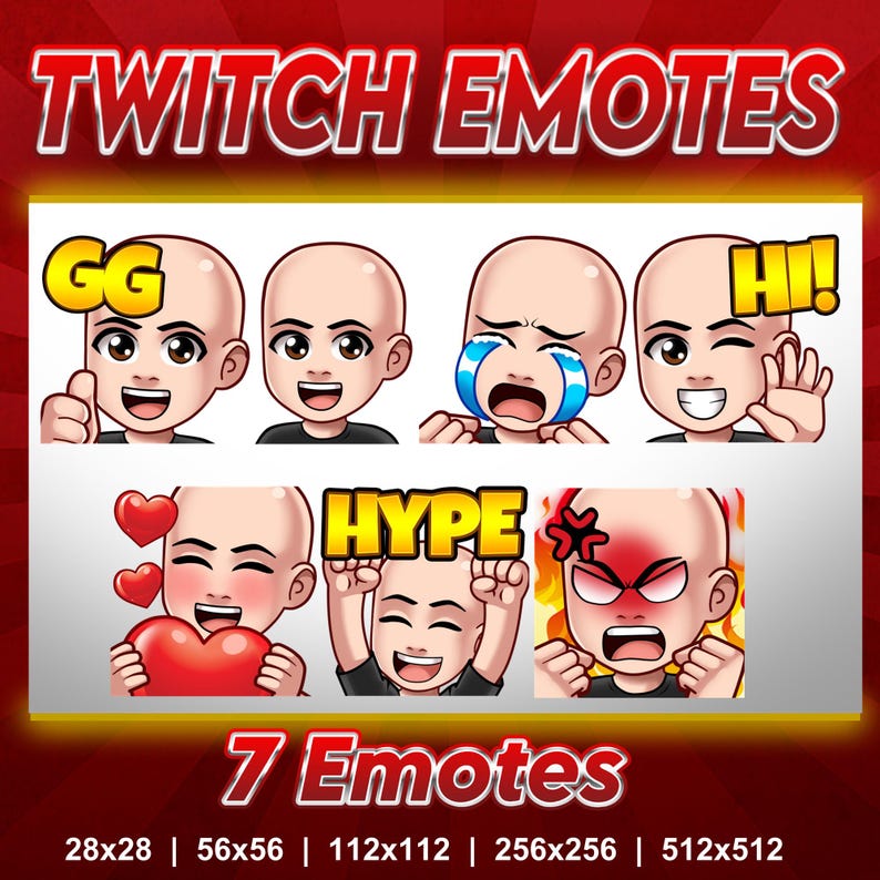 Bald Man Twitch Emotes for Streaming Tik Tok Emotes, Discord Emotes ...