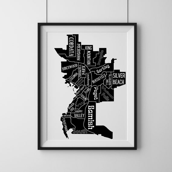 Bellingham Washington Neighborhood Map Digital Download | Etsy