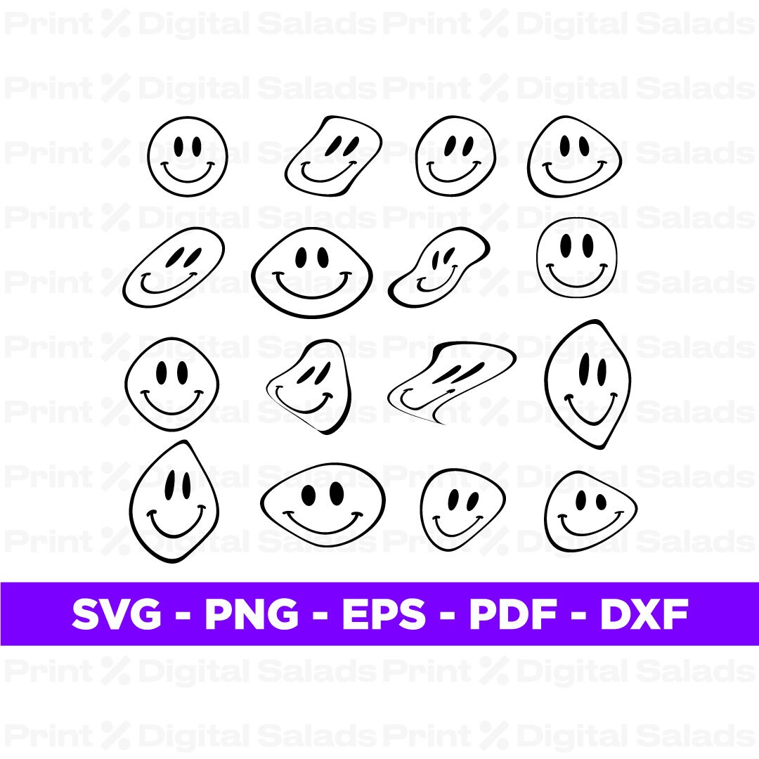Wavy Smiley Face Emoji SVG PNG Cheeky Vector Icons Social - Etsy Australia