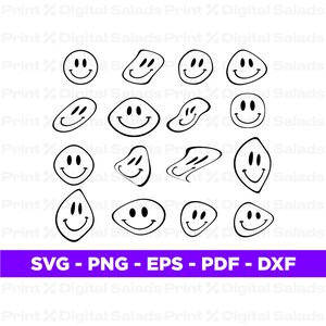 Wavy Smiley Face Emoji SVG PNG Cheeky Vector Icons Social - Etsy Australia