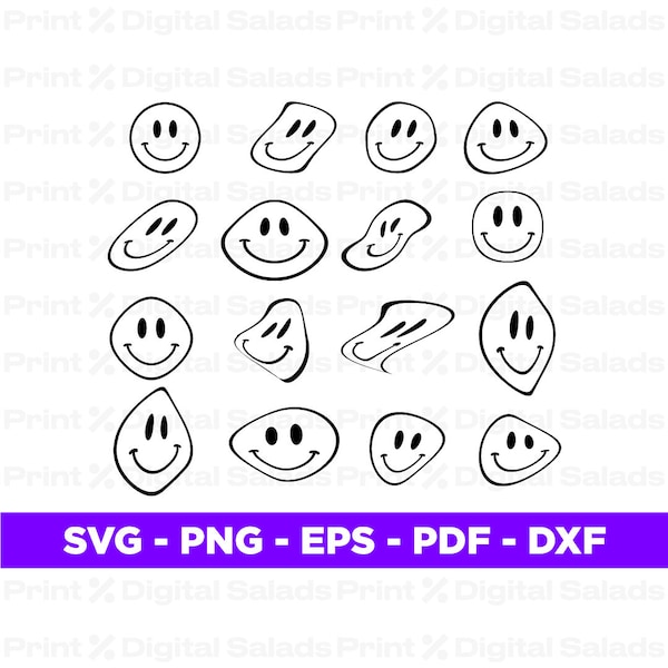 Melty Smiley Face Svg - Etsy