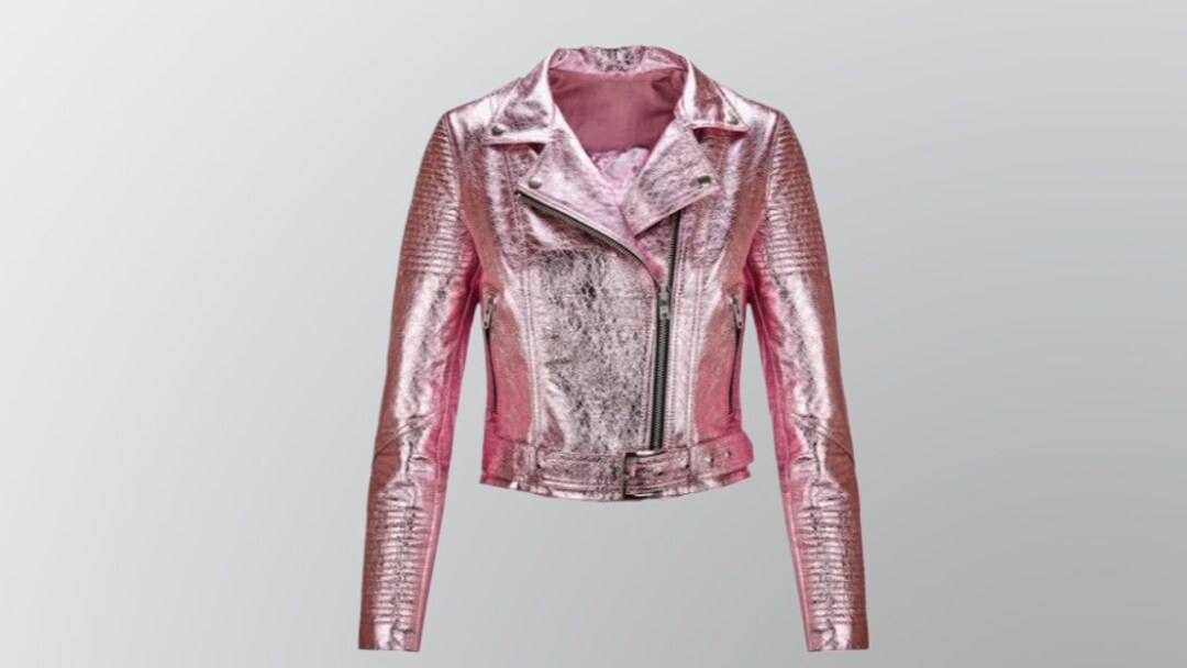 Pink Metallic Biker Jacket Womens Leather Stylish Quilted - Etsy