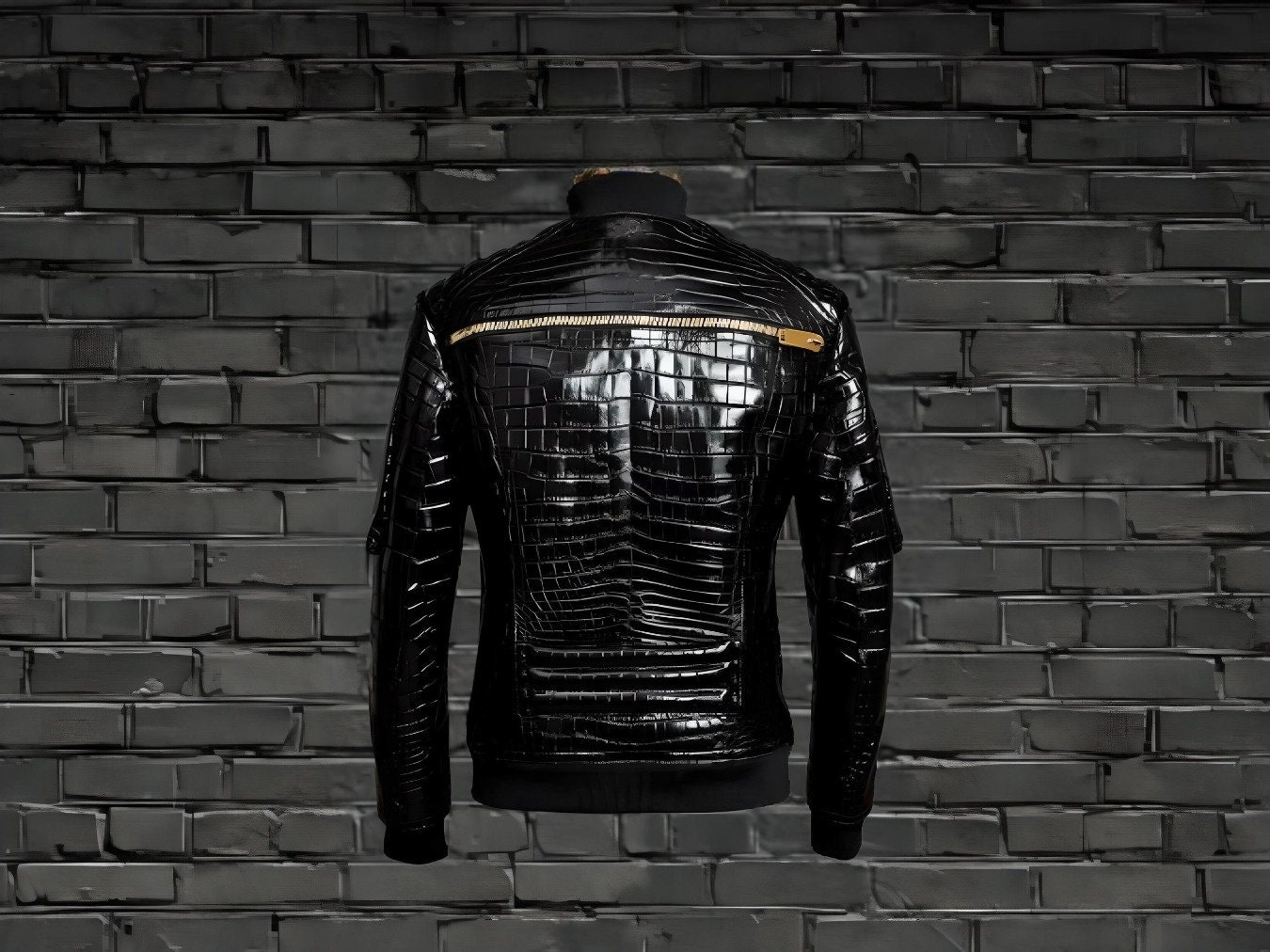 Mens Alligator Jacket Gold Hardware, Exotic Handmade Black Classic Cafe ...
