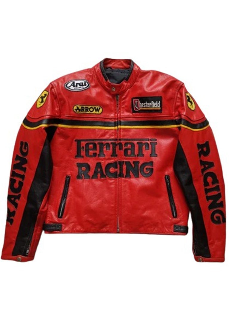 Ferrari F1 Racing Jacket Men Red Cowhide Leather Formula Man - Etsy