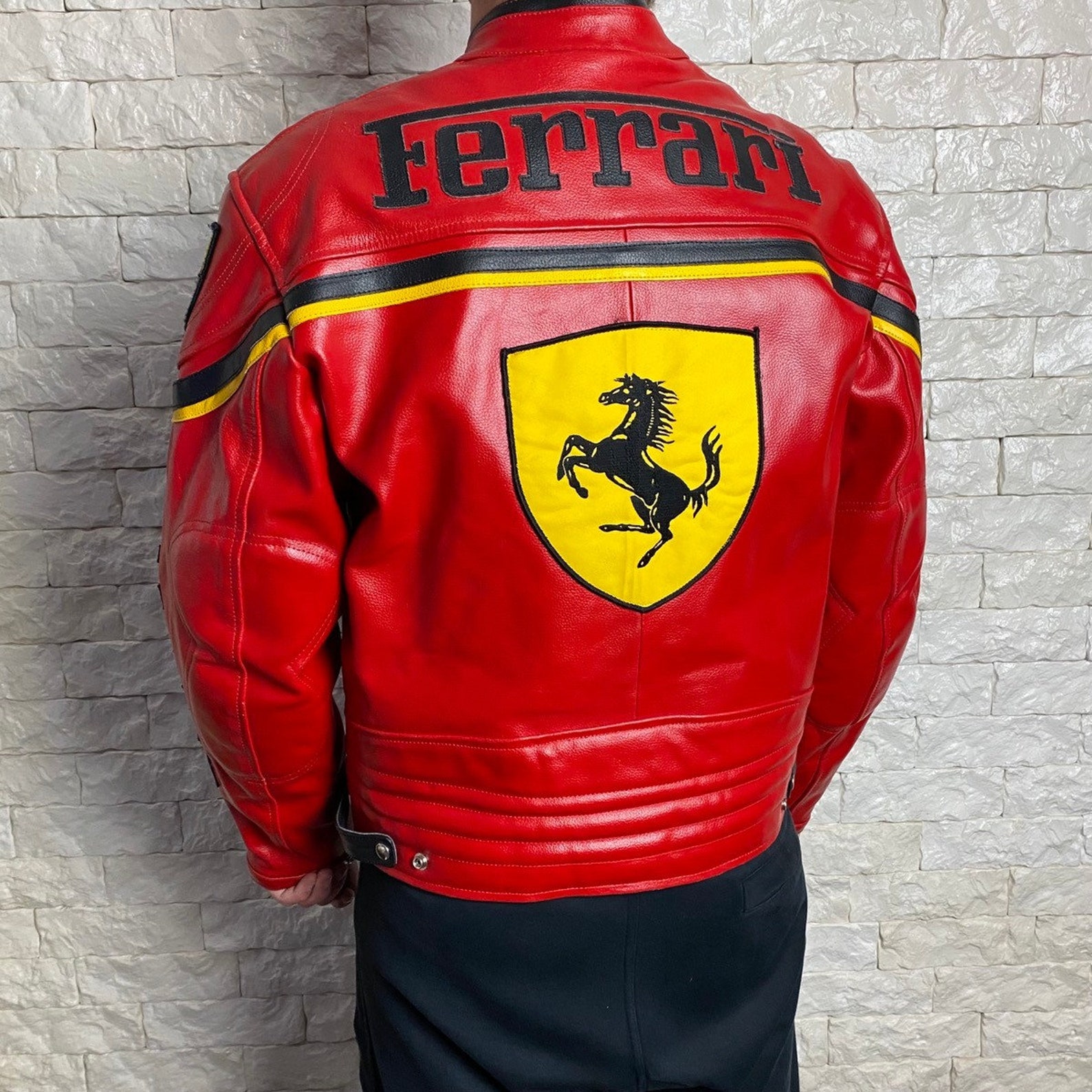 Ferrari F1 Racing Jacket Men Red Cowhide Leather Formula Man - Etsy