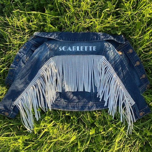 Rhinestone Fringe Kids Jean Bling Jacket Flower Girl - Etsy