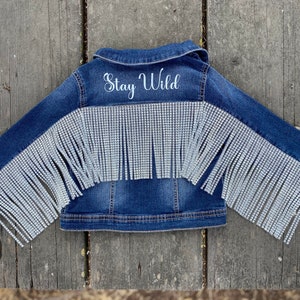 Toddler Rhinestone Fringe Jean Jacket | Bling Jacket | Stay Wild Child ...