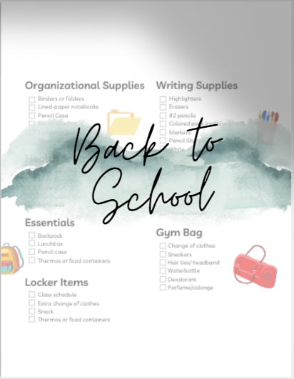 Back to School Checklist Printable School Supplies Template - Etsy