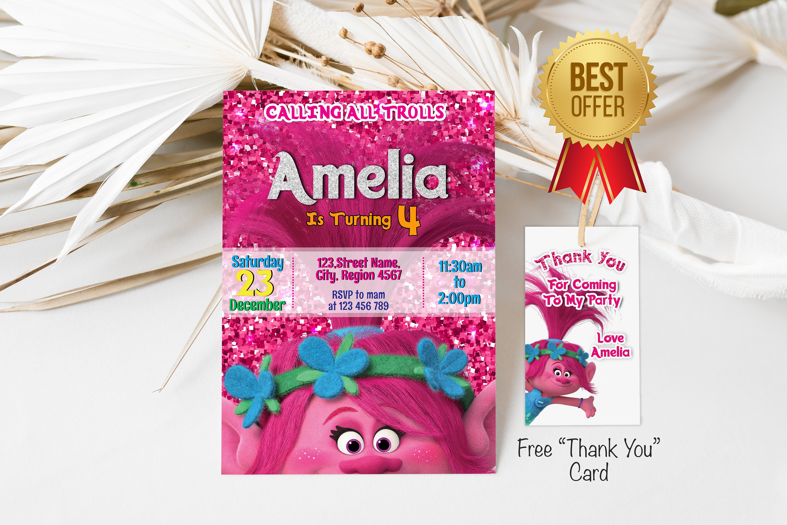 Trolls 2 Birthday Invitation Trolls Birthday Party Invitation - Etsy