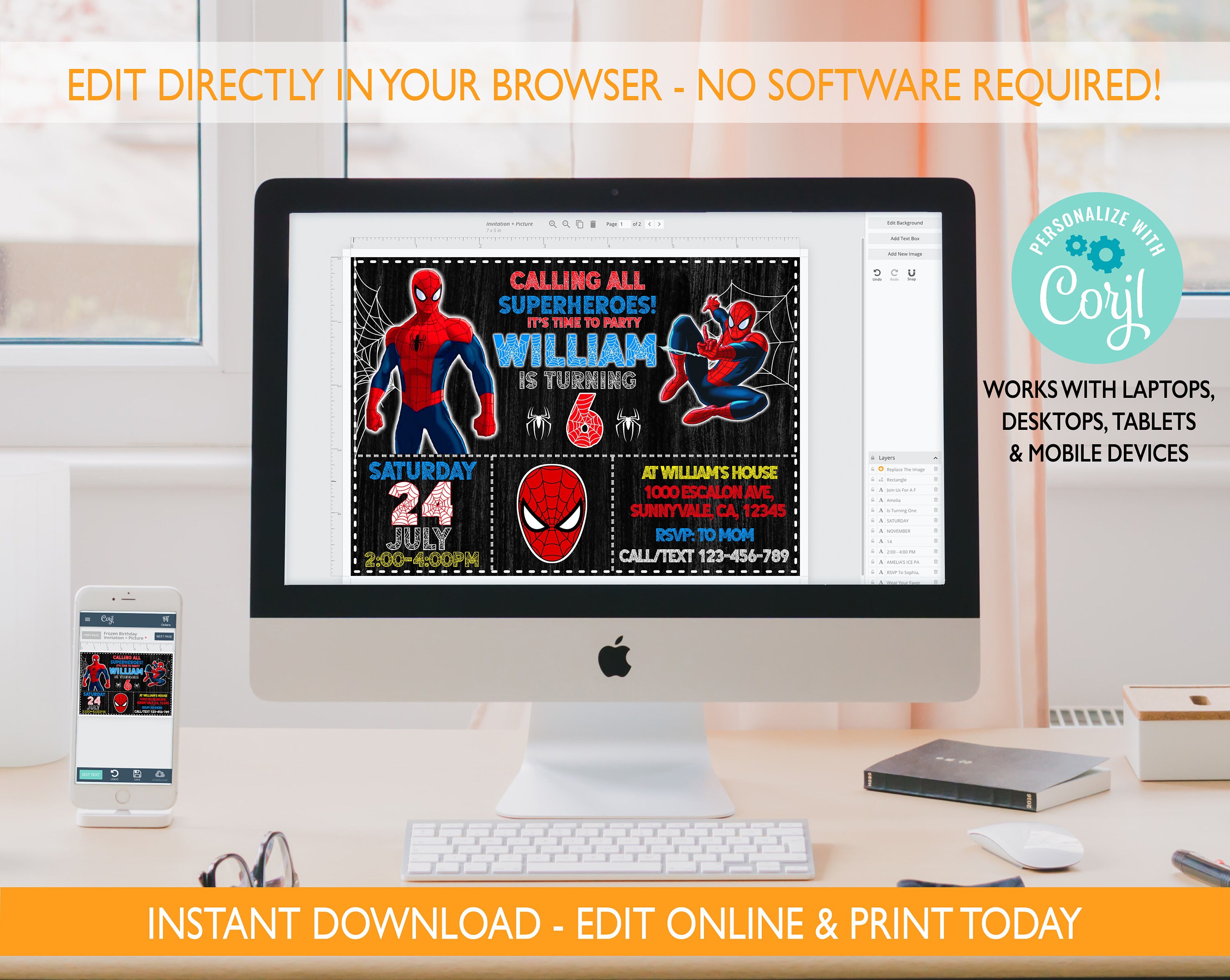 Editable Spiderman Birthday Invitation Spider-man Invite - Etsy Australia