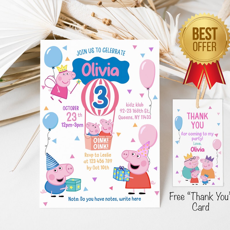 Peppa Pig Card - Etsy