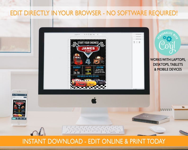 Lighting Mcqueen Birthday Invitation Cars Birthday - Etsy