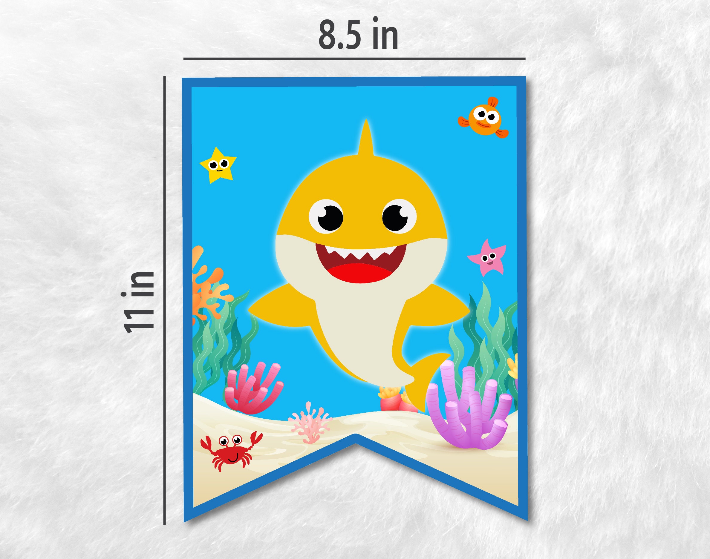 Happy Birthday Baby Shark Banners Flag Banners Printable - Etsy