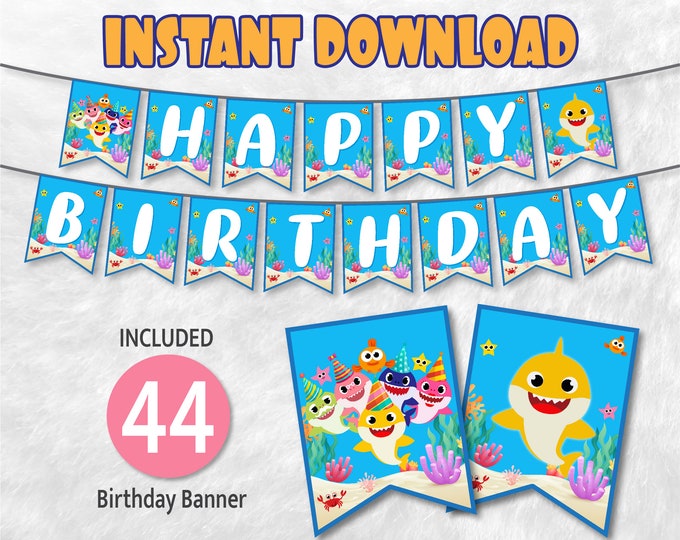 Baby Shark Banner. Baby Shark Sign. Shark Birthday. Happy Birthday ...