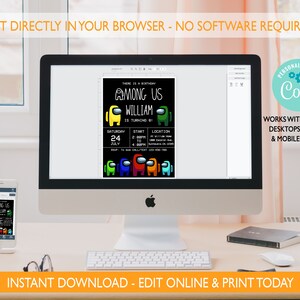 Among Us Invitation Template, Among Us Evite, Among Us Birthday, Gamer ...