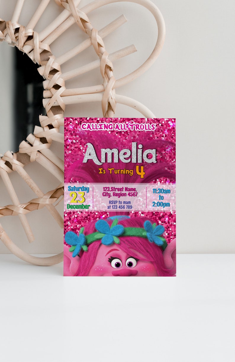 Trolls 2 Birthday Invitation Trolls Birthday Party Invitation - Etsy