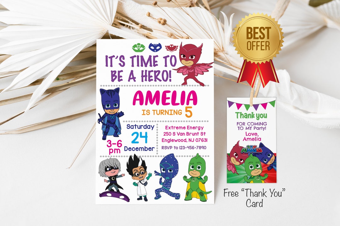 Editable Birthday Invitation, Owlette Pj Masks Birthday Party ...