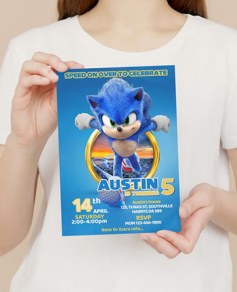 Sonic the Hedgehog Birthday Invitation Editable and - Etsy