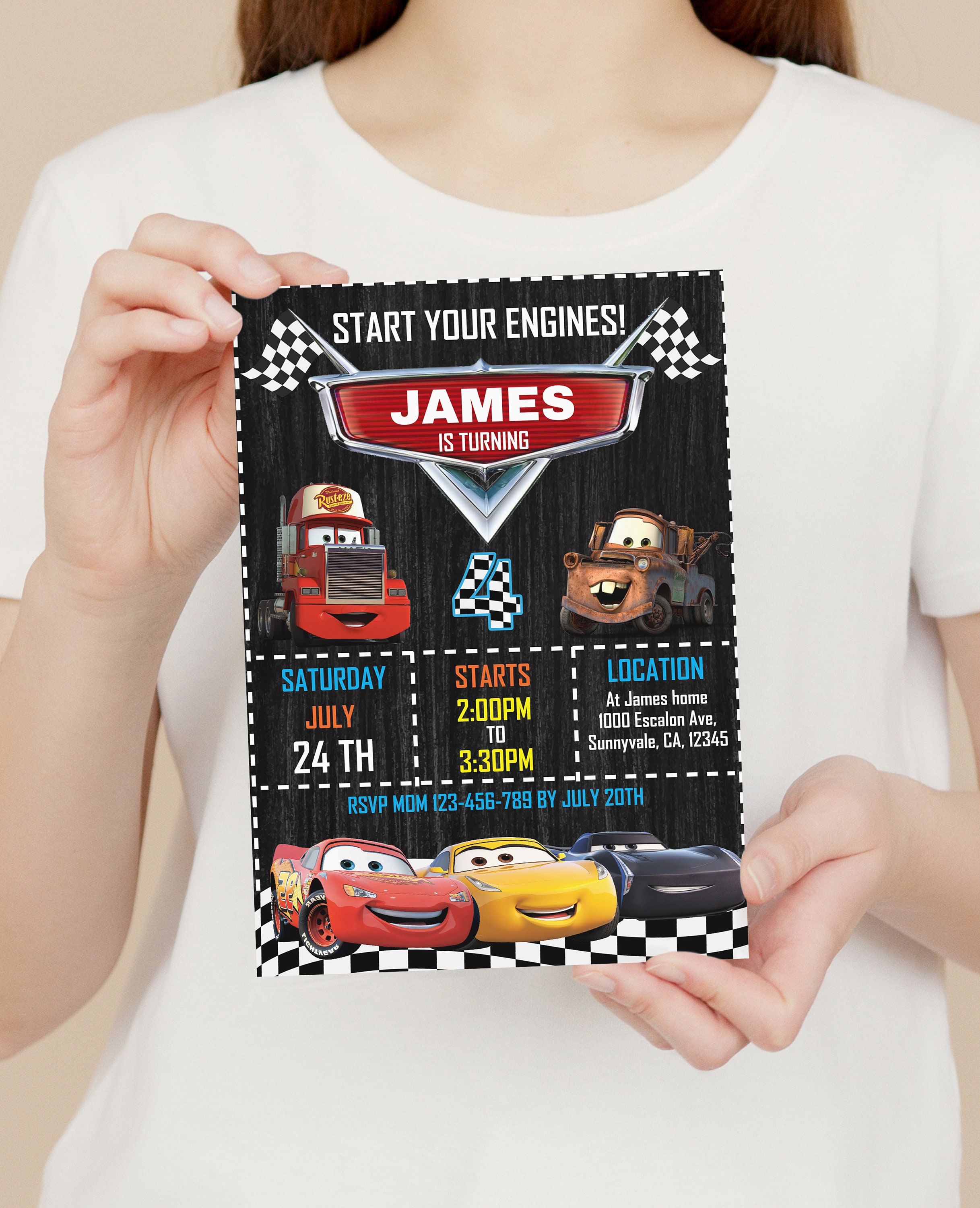 Lighting Mcqueen Birthday Invitation Cars Birthday - Etsy