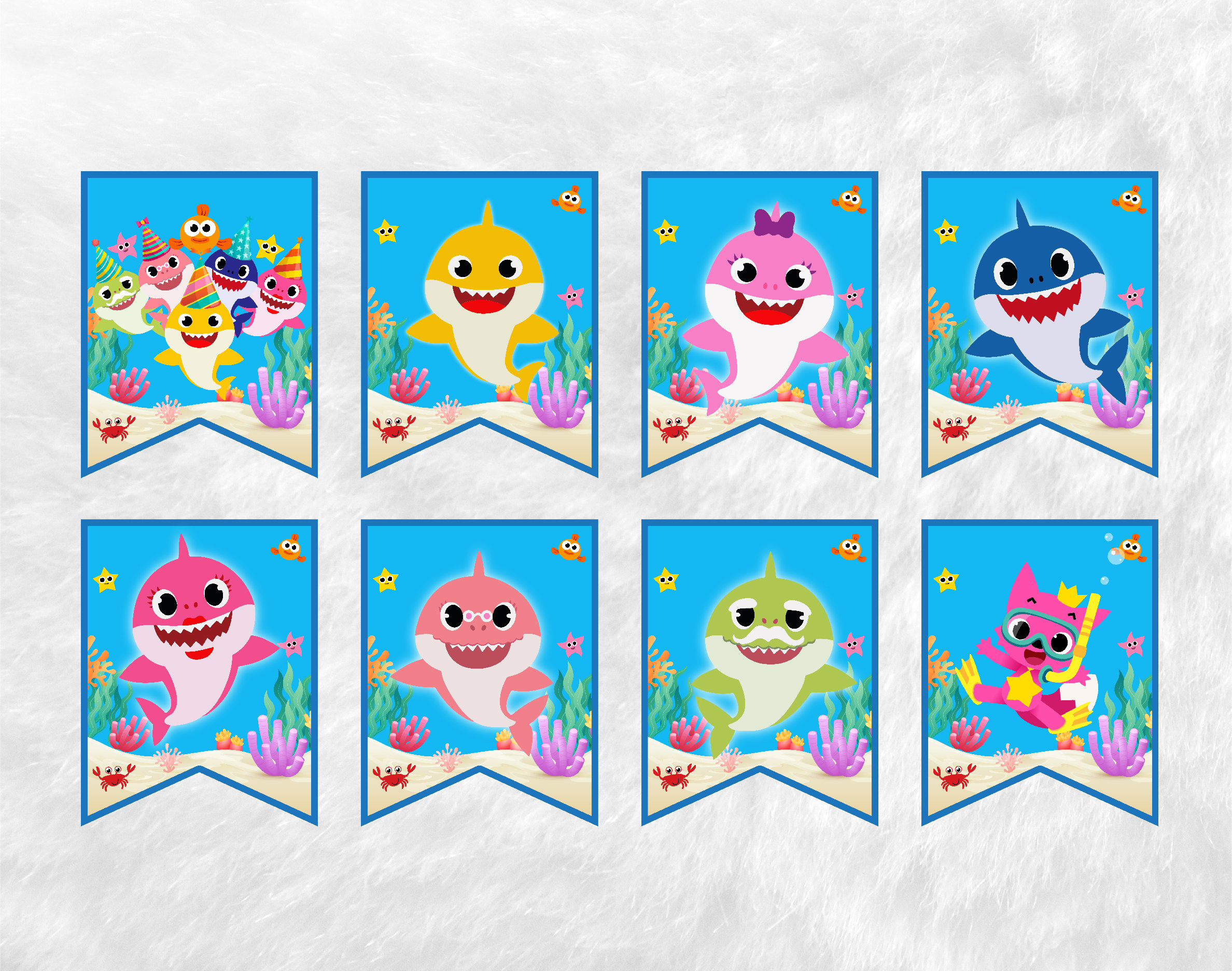 Happy Birthday Baby Shark Banners Flag Banners Printable - Etsy