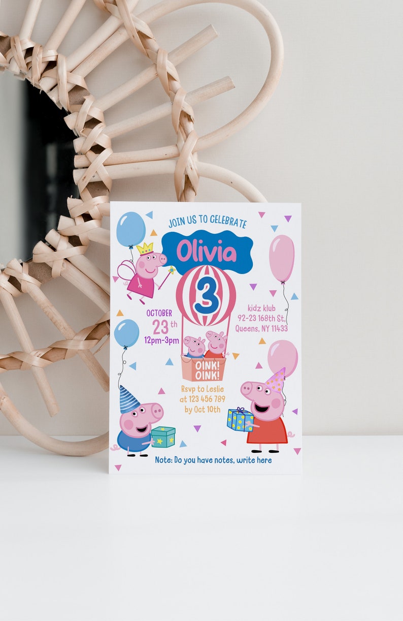 Pig Birthday Party Invitation Pig Invitation Template Free - Etsy