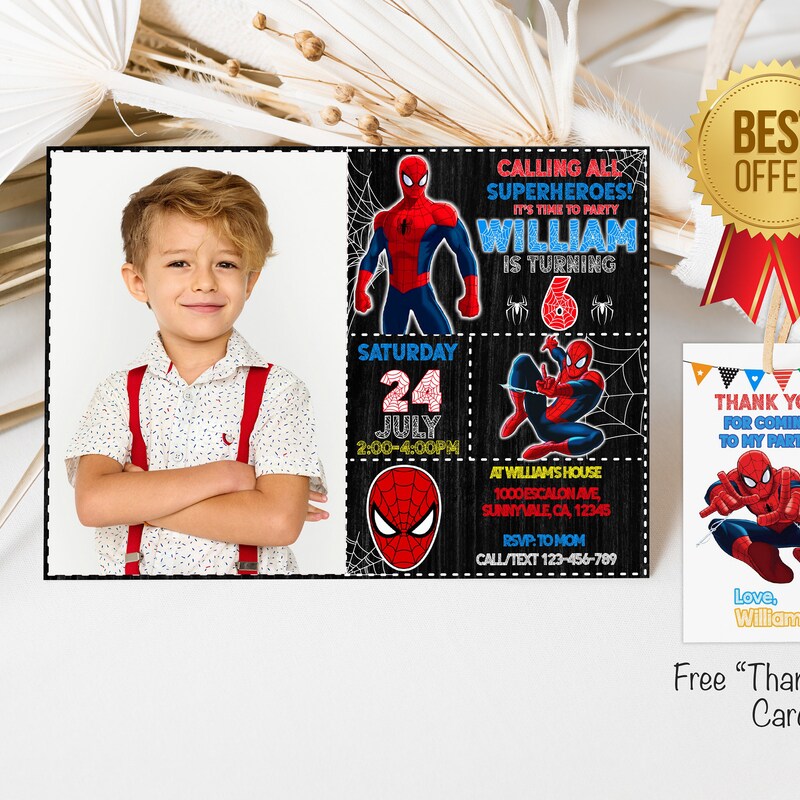 Spiderman Invitation - Etsy