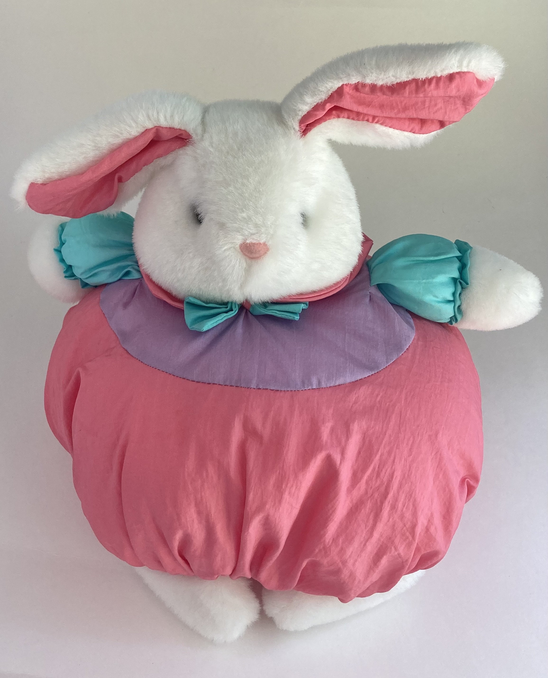 Vintage Dan Dee Nylon Puffy Bunny Rabbit Plush Pastel Pink Blue Easter ...