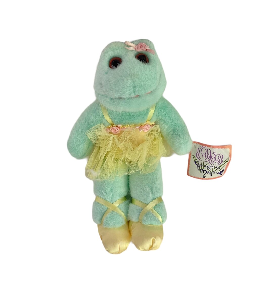 Vintage 1993 Dakin Ballerina Frog Plush Yellow Tutu Dancer 12 Tags ...
