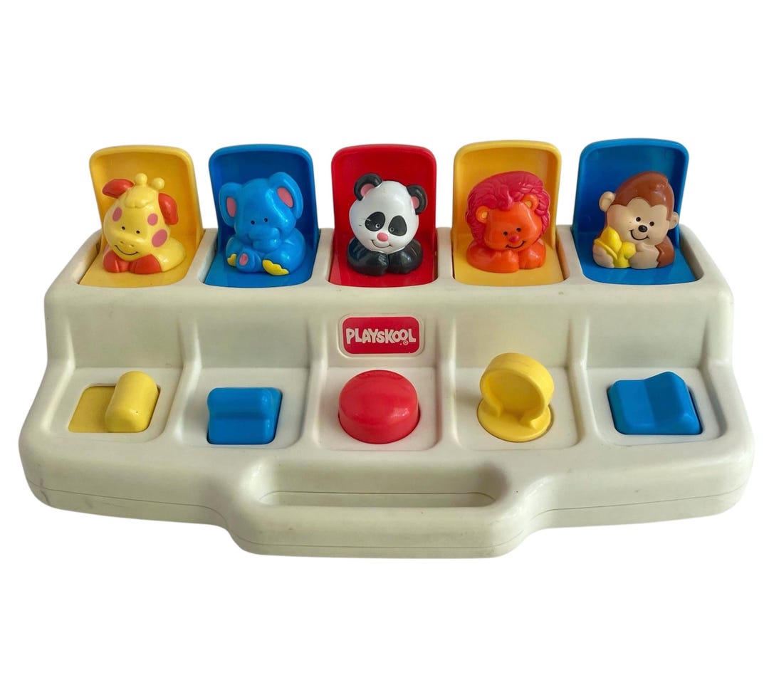 Vintage 1995 Playskool Poppin Pals Pop up Jungle Zoo Animals White ...