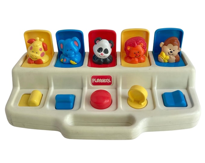 Vintage 1995 Playskool Poppin Pals Pop up Jungle Zoo Animals White ...