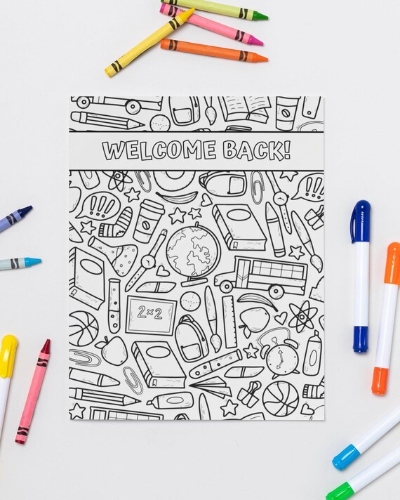Welcome Back Coloring Coloring School Kids Parents - Etsy