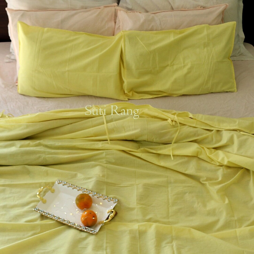 Pastel Yellow Linen Duvet Cover, Butter Yellow Pure Linen Bedding Set ...