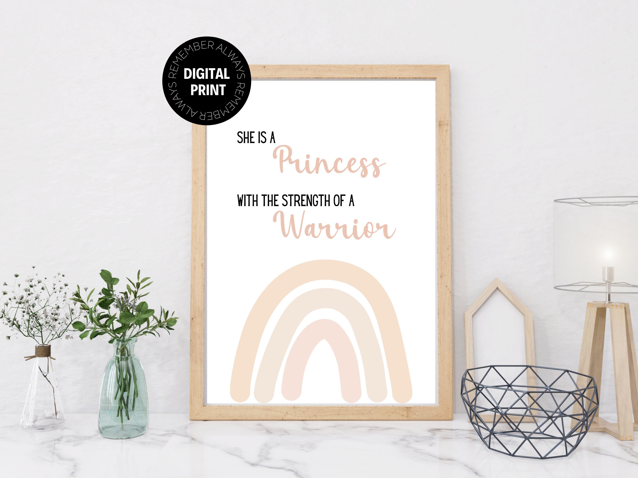 Princess Warrior | Digital Download Print | Printable Art | Quote Gift ...