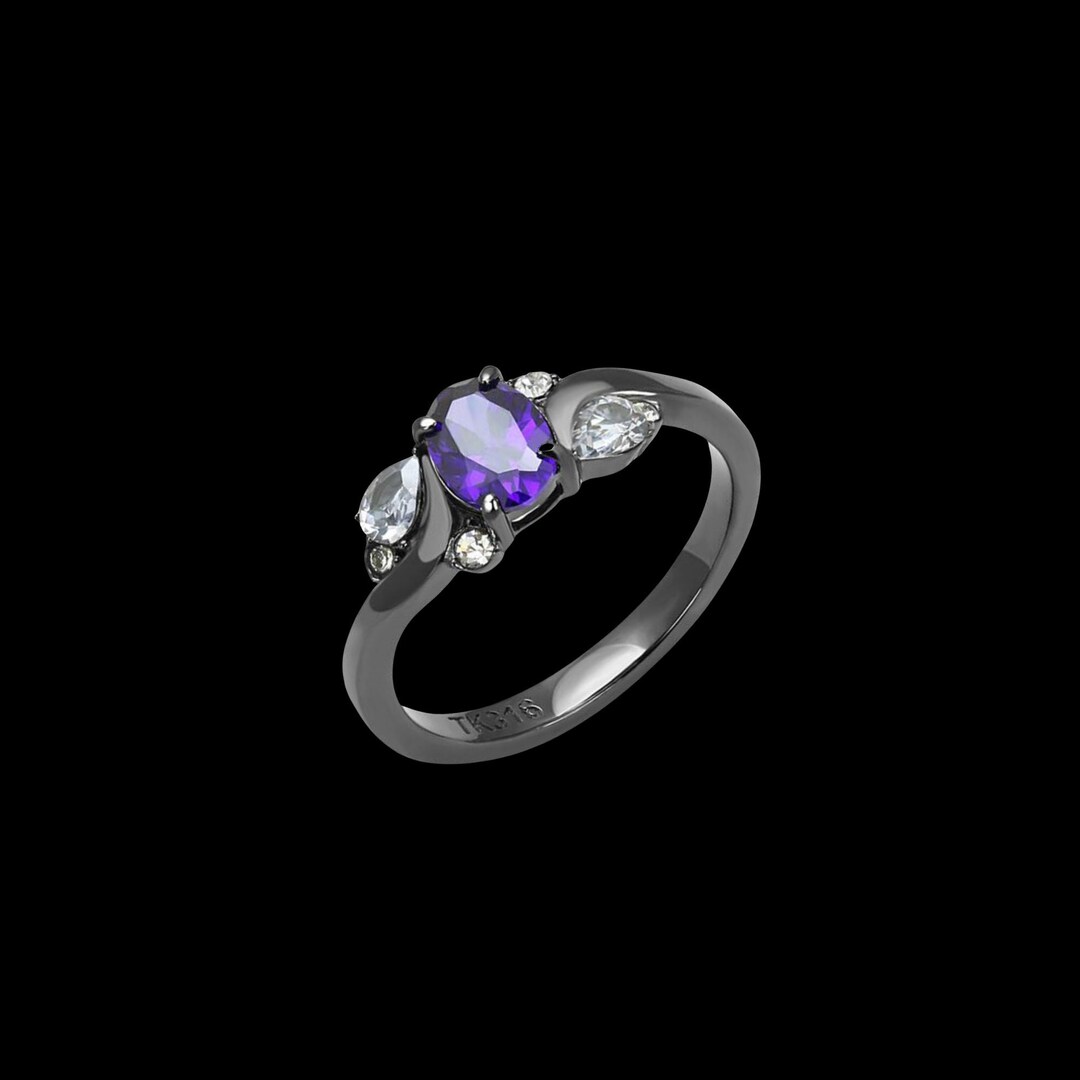 Lab Created Purple Diamond Ring, Oval Cut Cubic Zirconia Ring ...