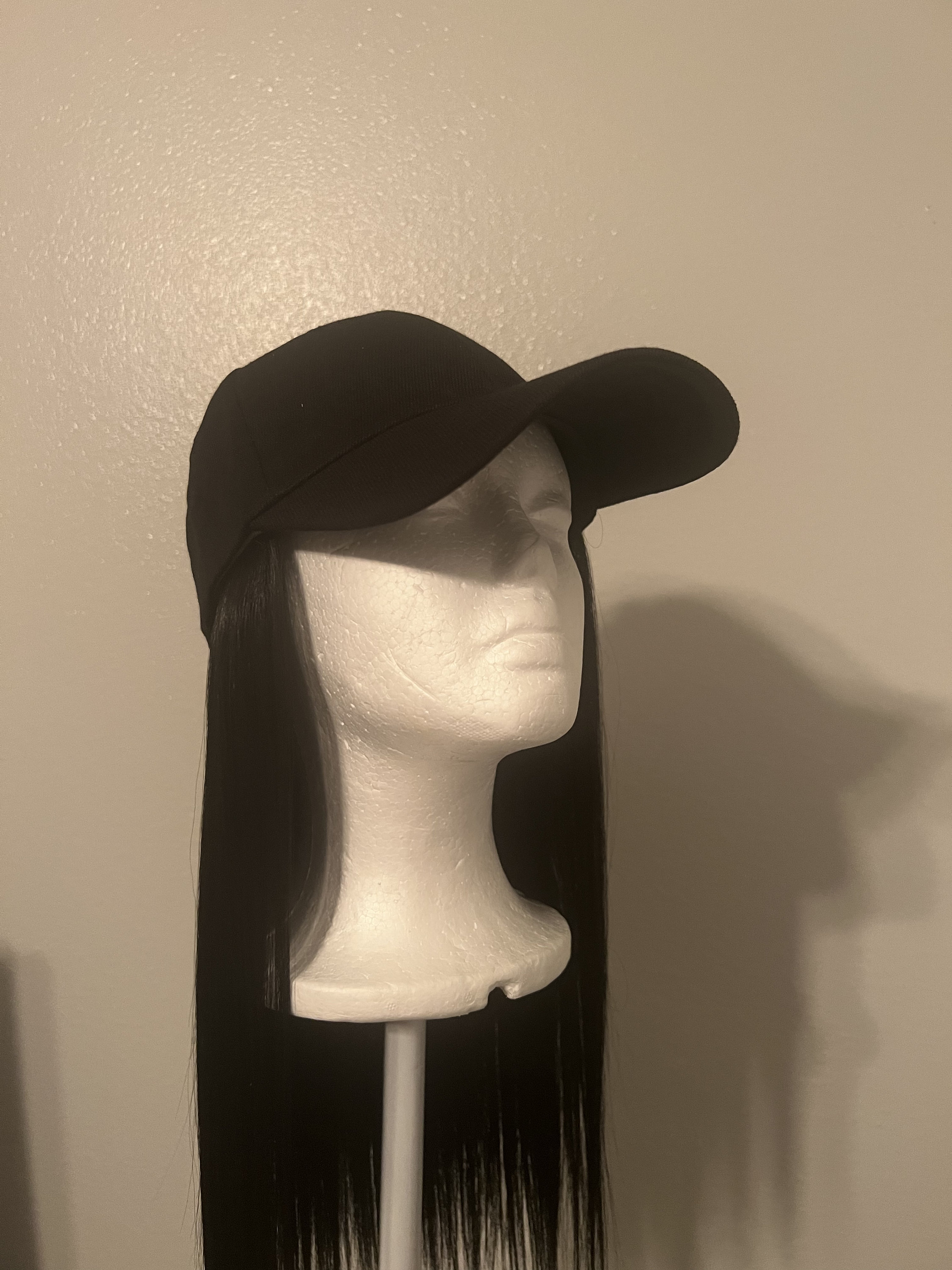 Straight Hair Hat Wig Womens Hair Summer Hat Baseball Cap Hair Black ...