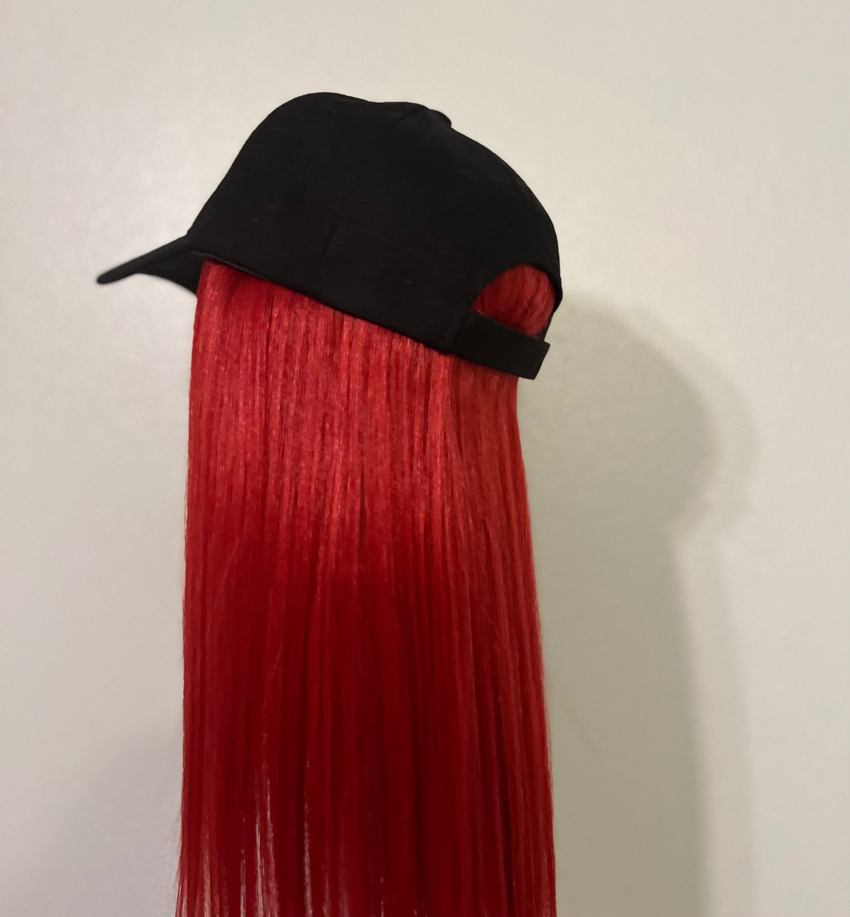 Straight Hair Hat Wig Womens Hair Summer Hat Baseball Cap Hair Black ...