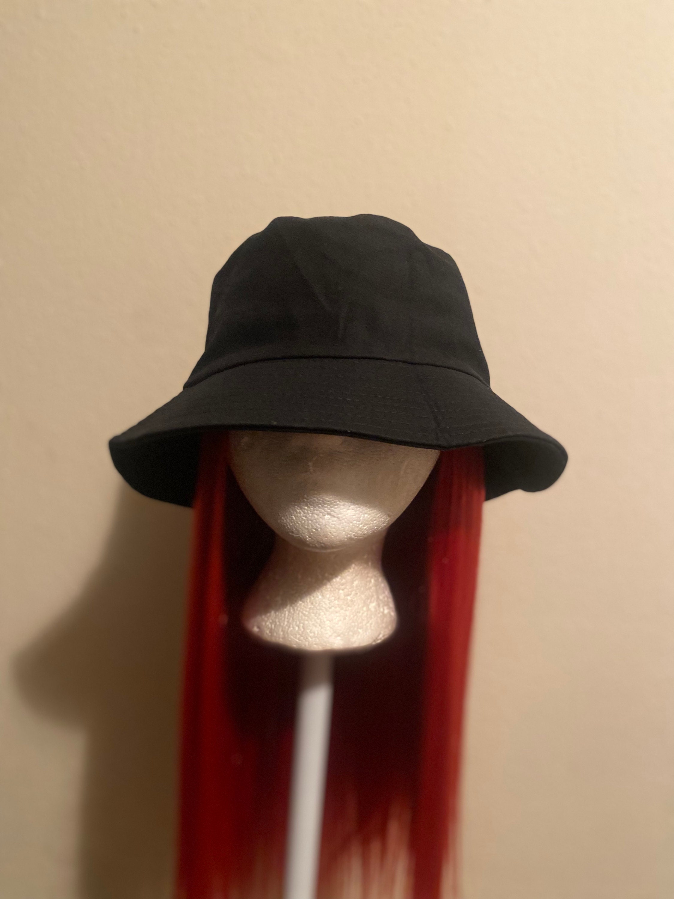 Straight Hair Hat Black Bucket Hat Wig Womens Hair Spring Hat Summer ...