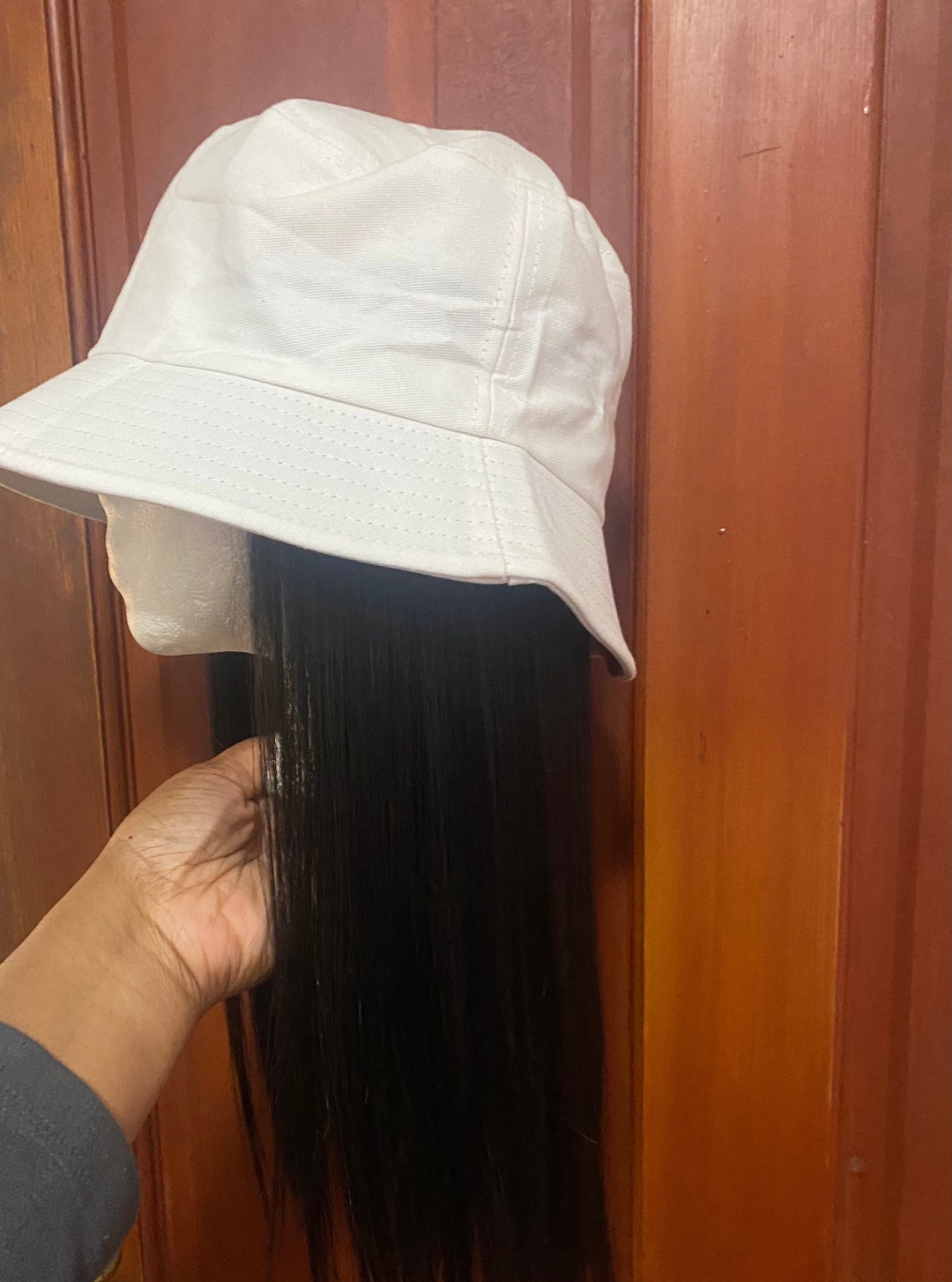 Straight Hair Hat | White Bucket Hat Wig| Wig | Women’s Hair | Summer ...