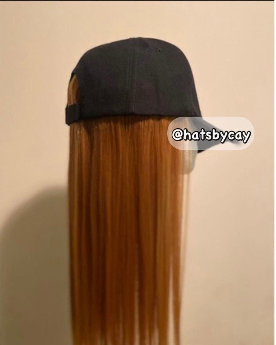 Straight Hair Hat Wig Womens Hair Summer Hat Baseball Cap Hair Black ...