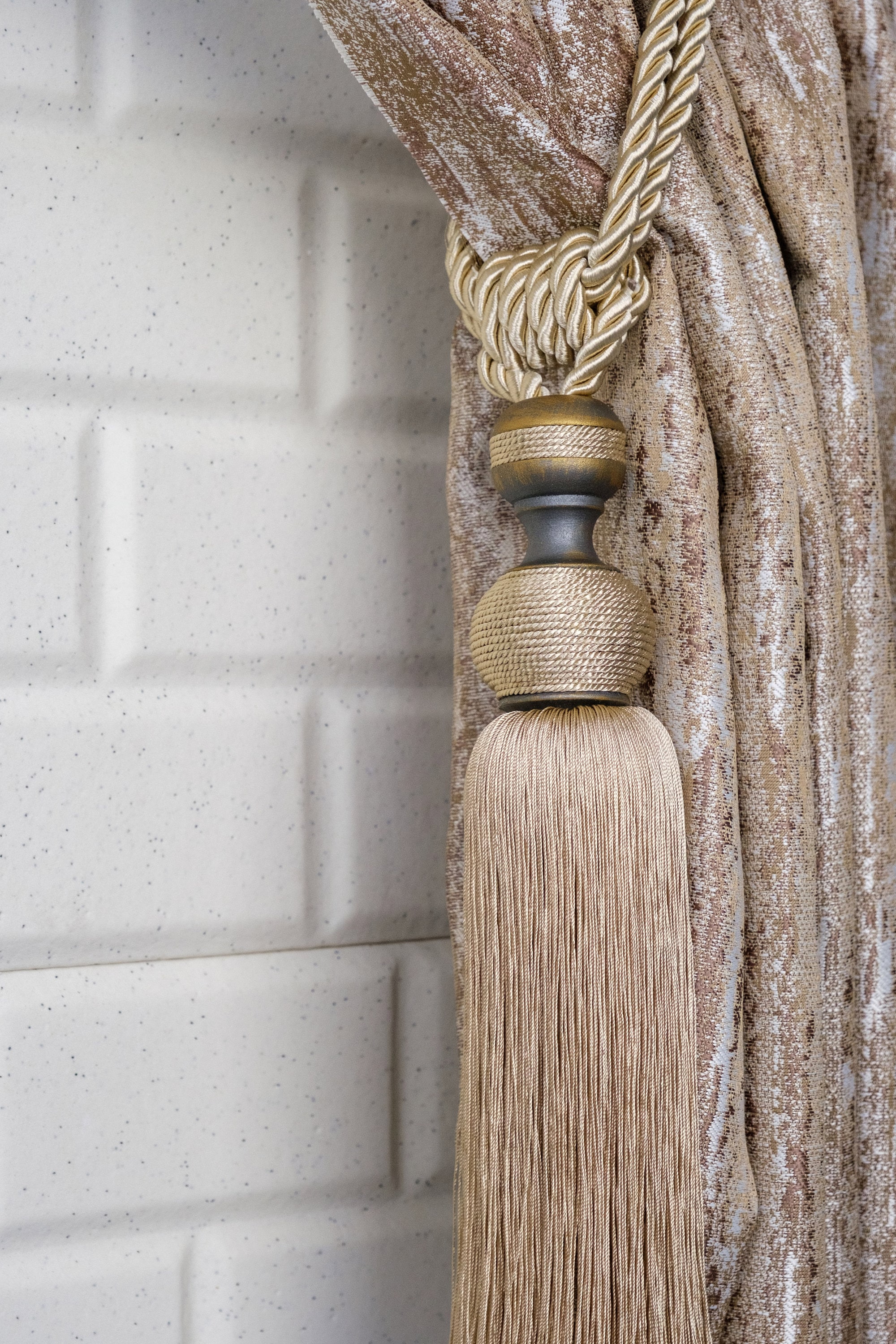 1x Tassel Rope Curtain Tie Backs, Gold Drapery Tassel, Modern White ...