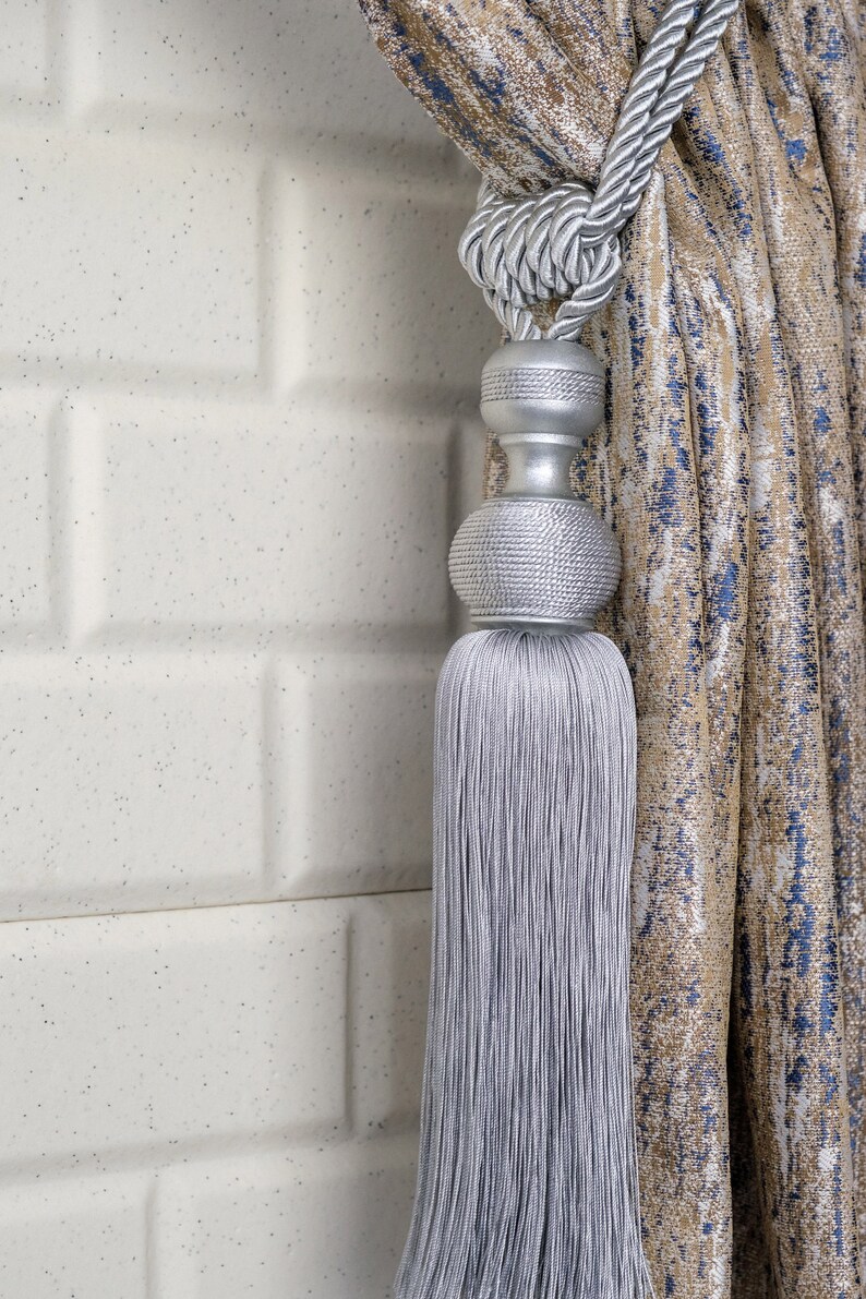 1x Tassel Rope Curtain Tie Backs, Gold Drapery Tassel, Modern White ...
