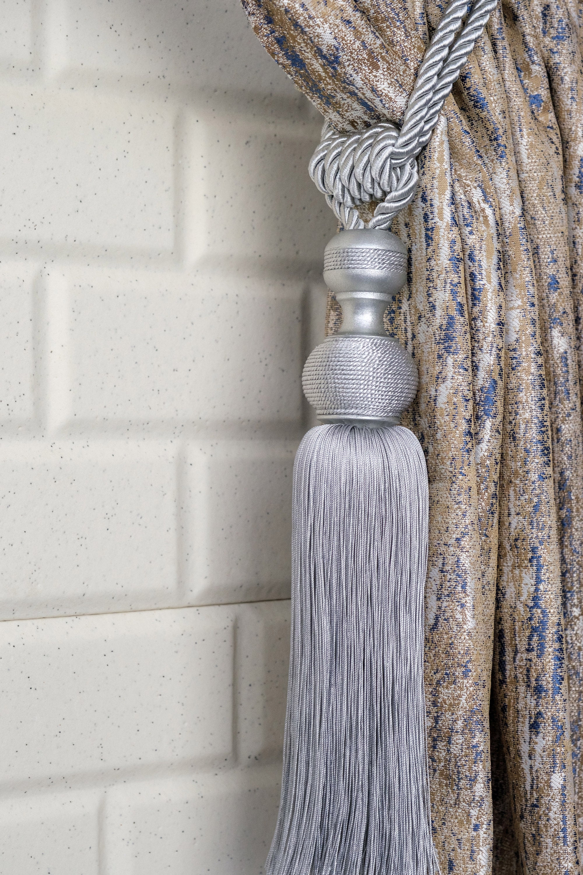 1x Tassel Rope Curtain Tie Backs, Gold Drapery Tassel, Modern White ...