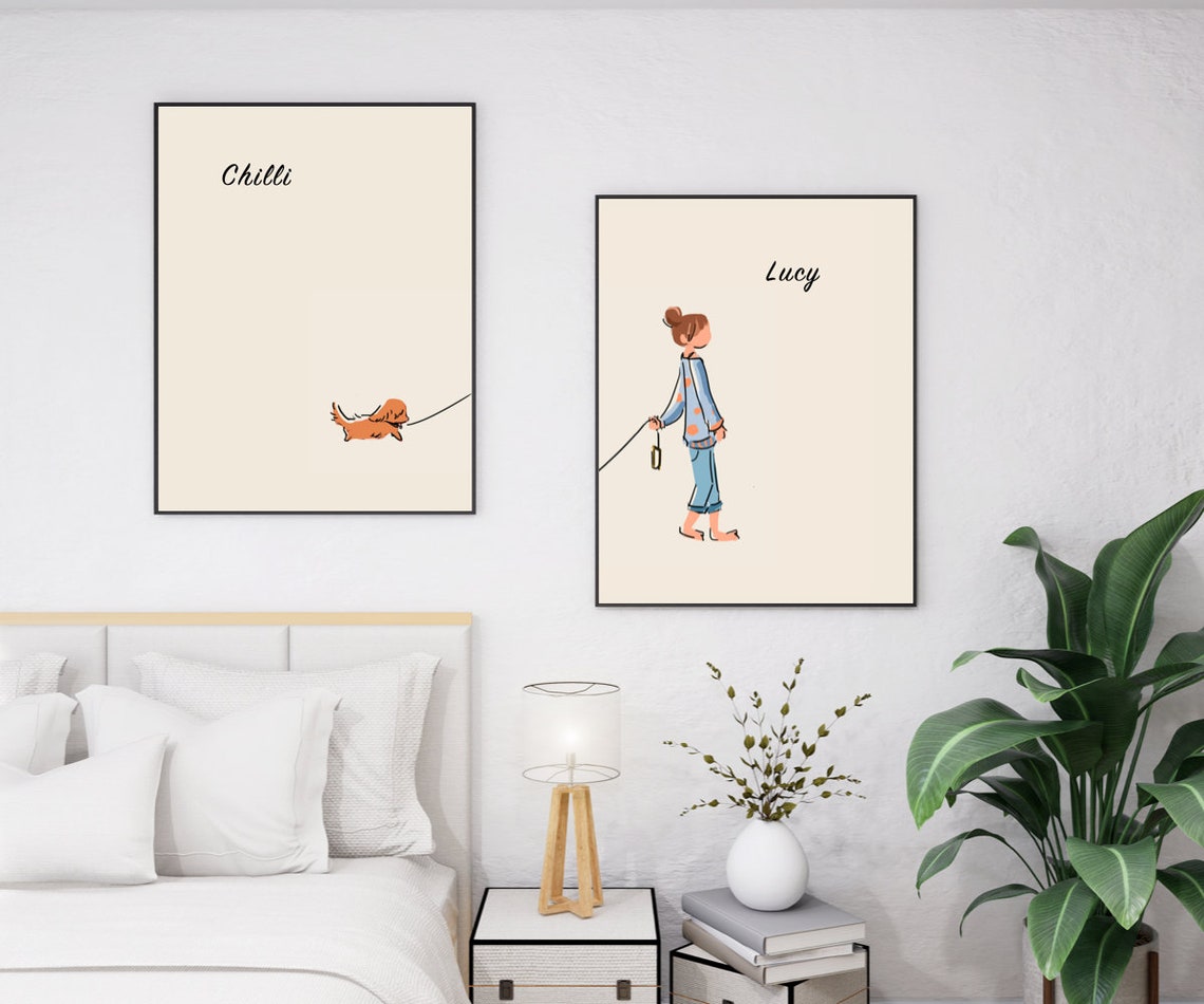 Personalised Digital Print Owner and Dog Custom Wall Art - Etsy